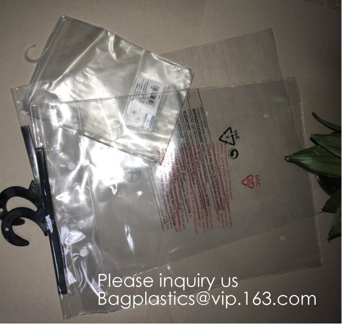 Frosted ziplock bag EVA PVC hanger bag for clothes,EVA frost drawstring ...